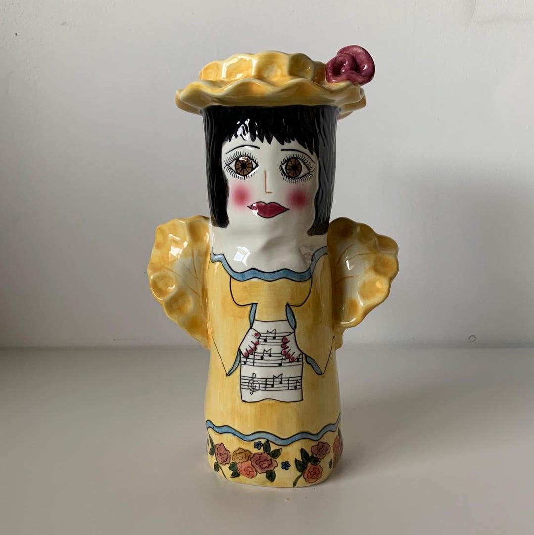 Vintage Susan Paley Hand Painted Gabriella Ceramic Angel Vase by Ganz ...