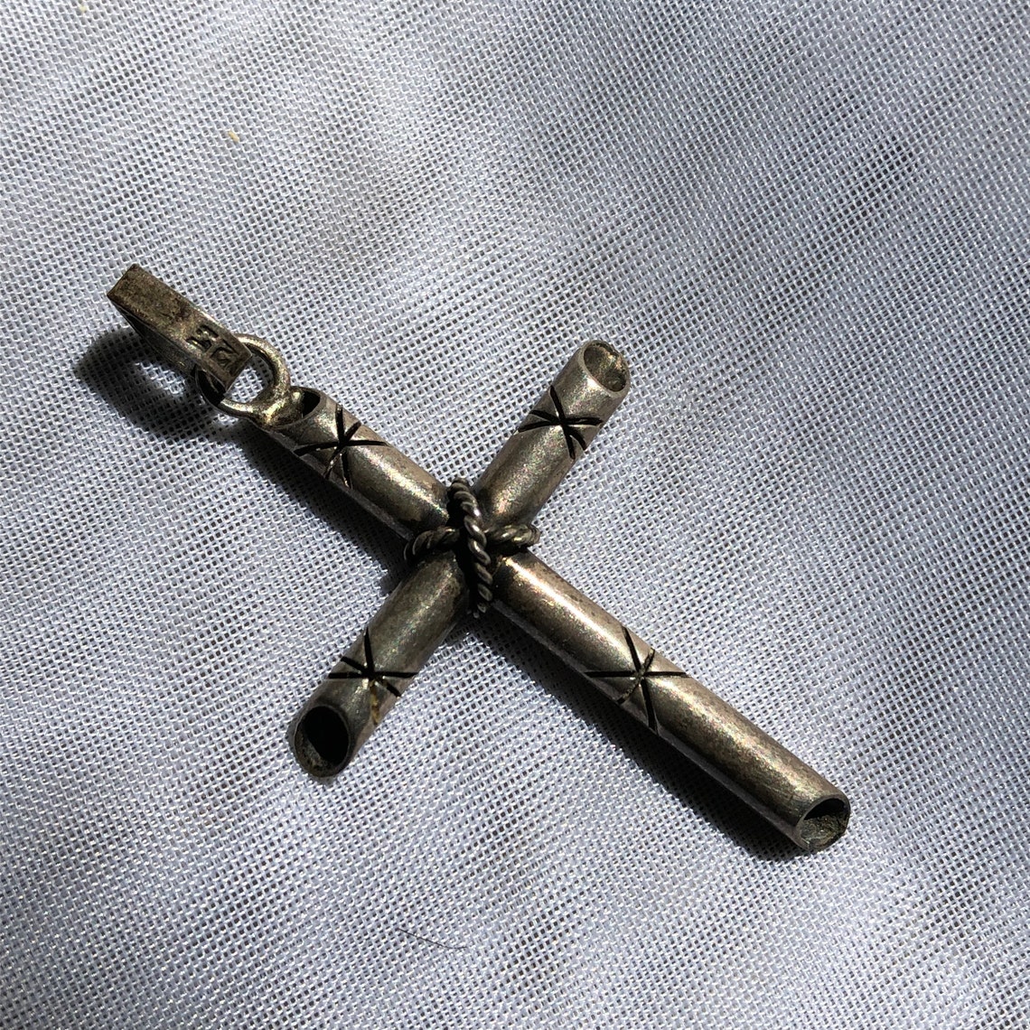 Vintage 925 Silver Rustic/Medieval Cross/Crucifix Pendant | Etsy