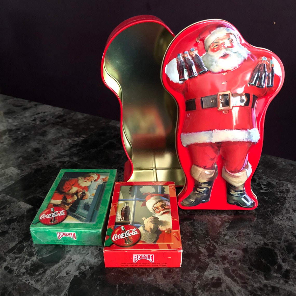Vintage Coca Cola Santa Clause Collectors Tin With 2 Sets of | Etsy