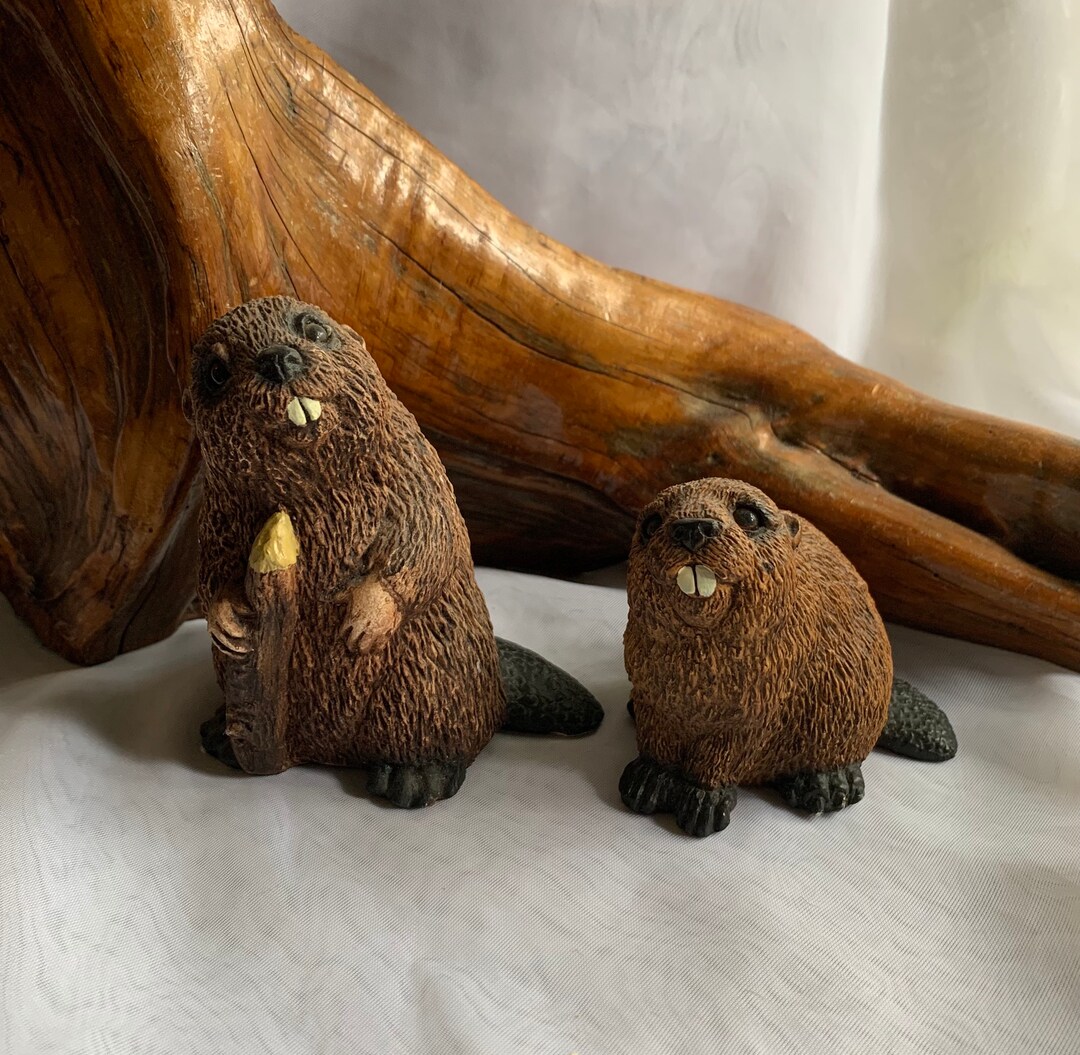 Vintage Stone Critters Beaver Figurines by United Design Corp. Canada ...