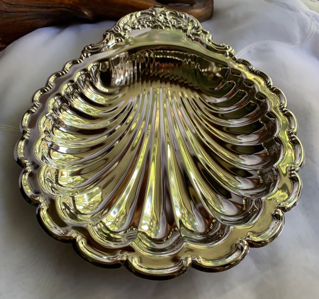 Vintage Silver Plated EP on Steel Clam Shell Serving Dish - Made in ...