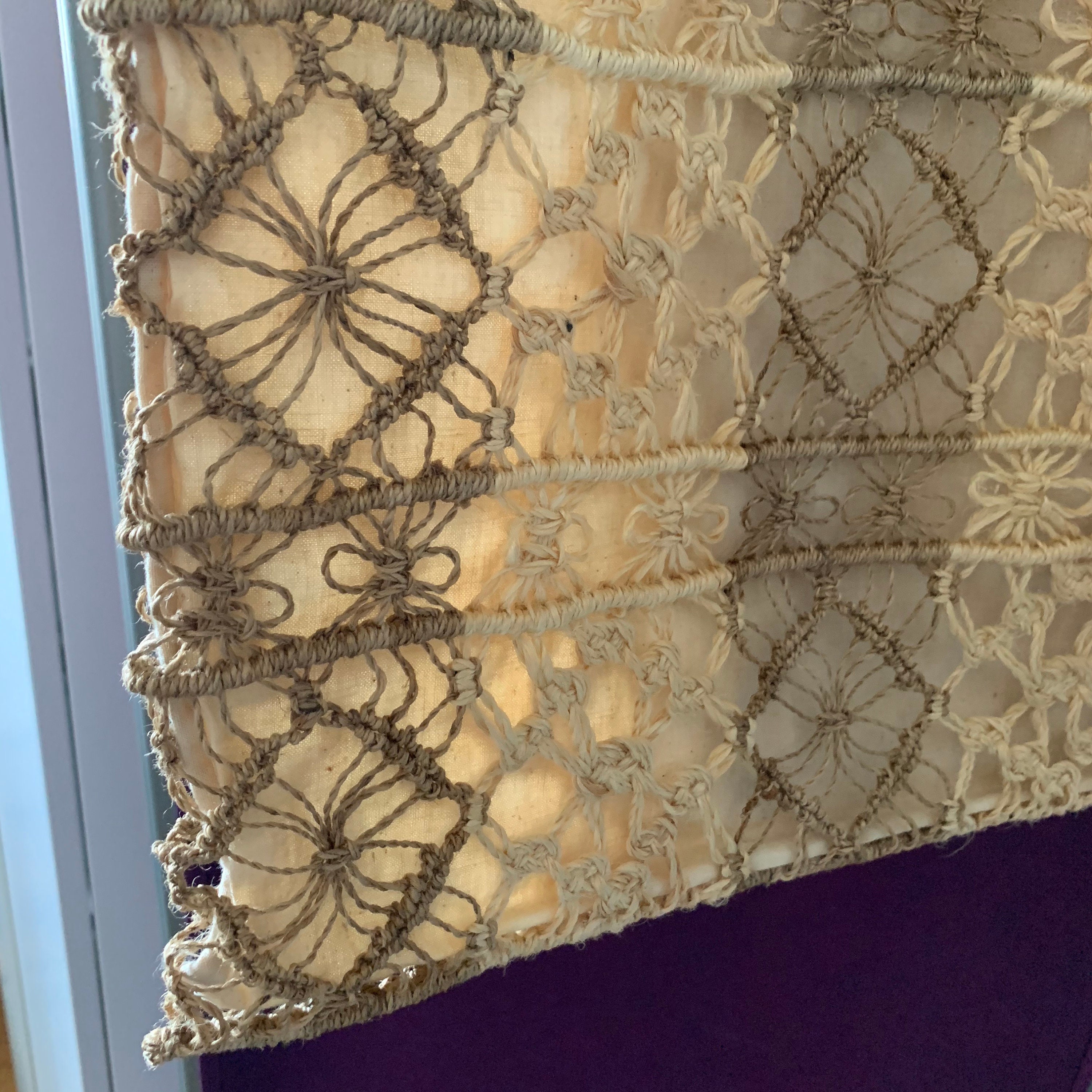 Vintage Open Weave Jute/macrame Lined Tote Bag - Etsy