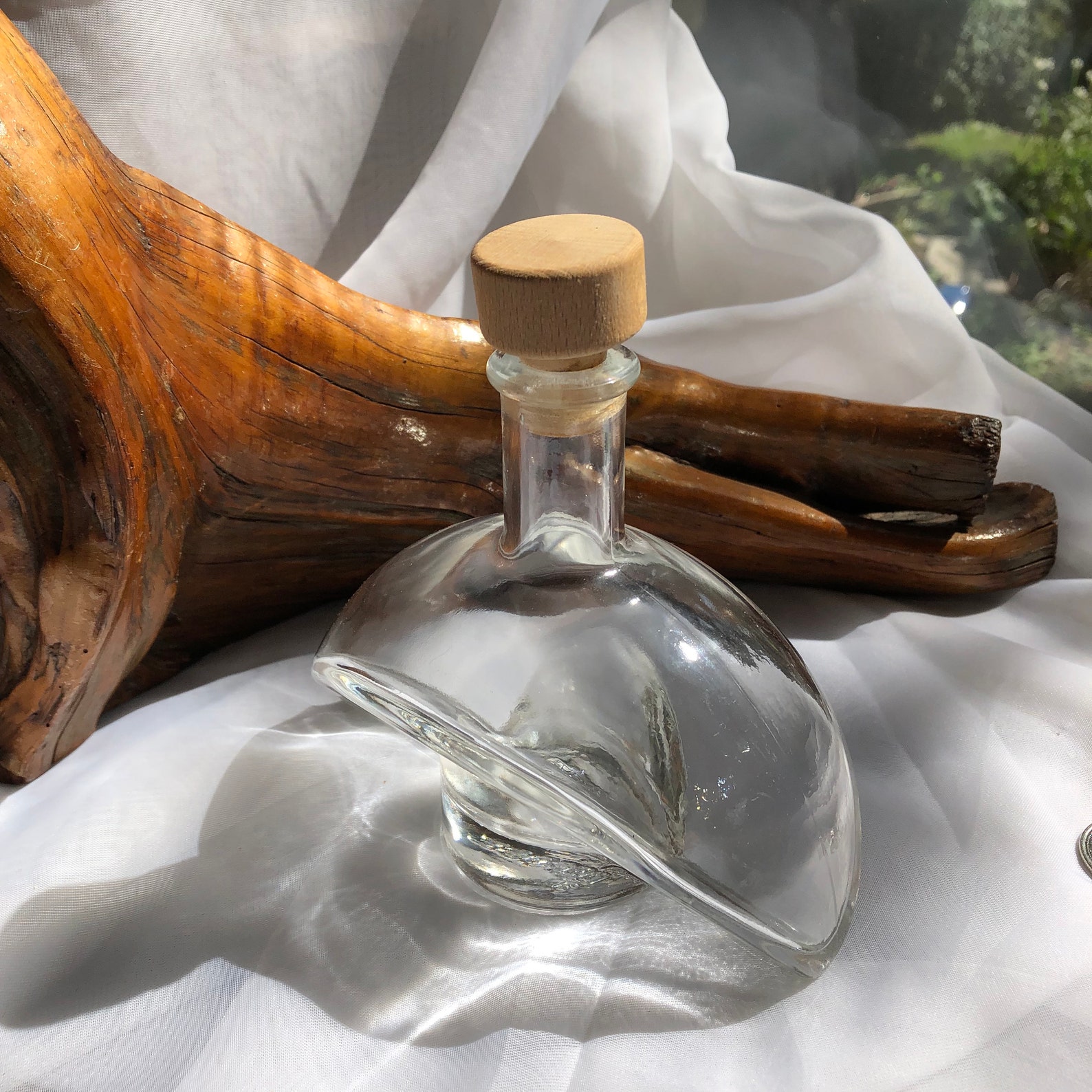 Vintage Clear Glass Depose Kefla Bottle With Wooden Stopper - Etsy