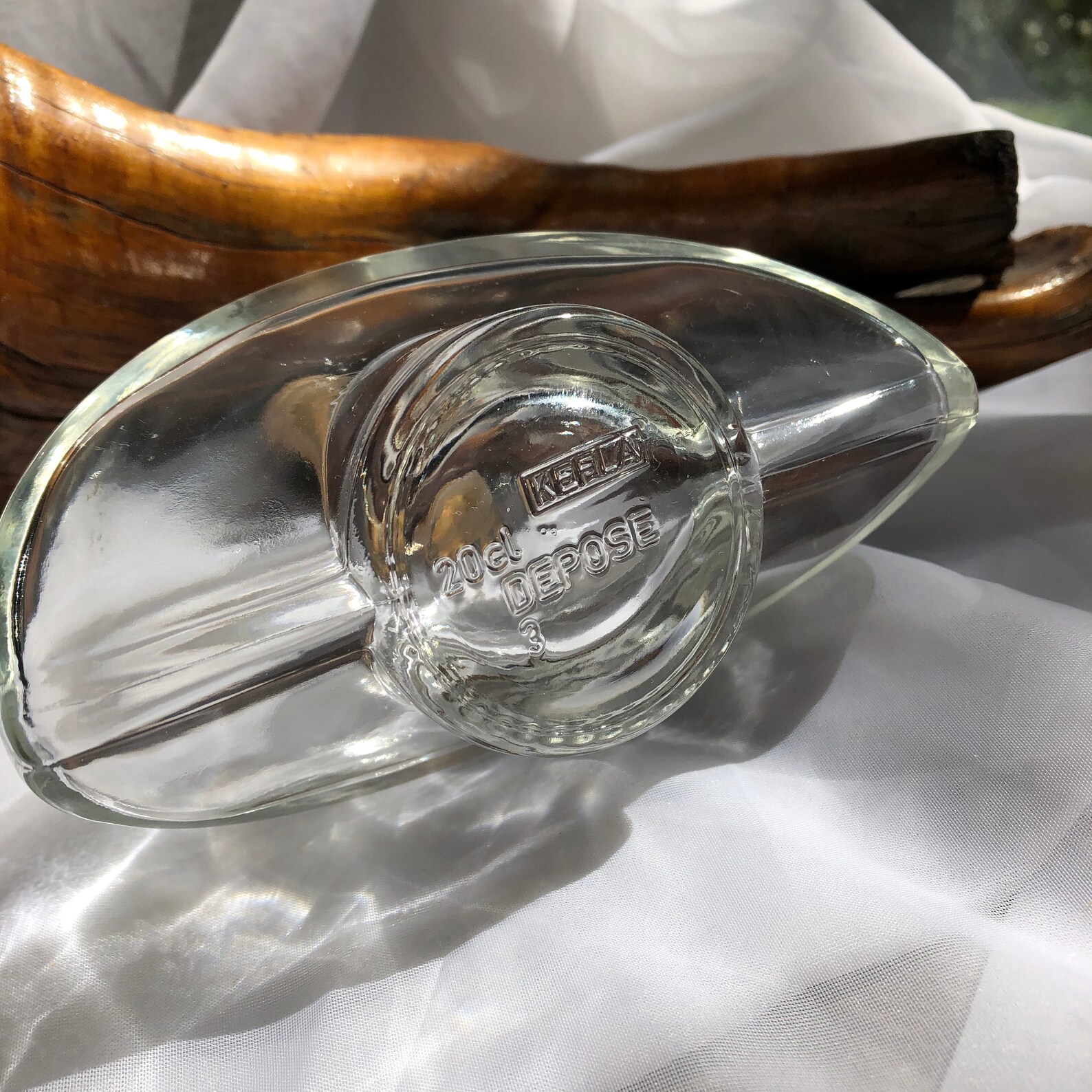 Vintage Clear Glass Depose Kefla Bottle With Wooden Stopper - Etsy