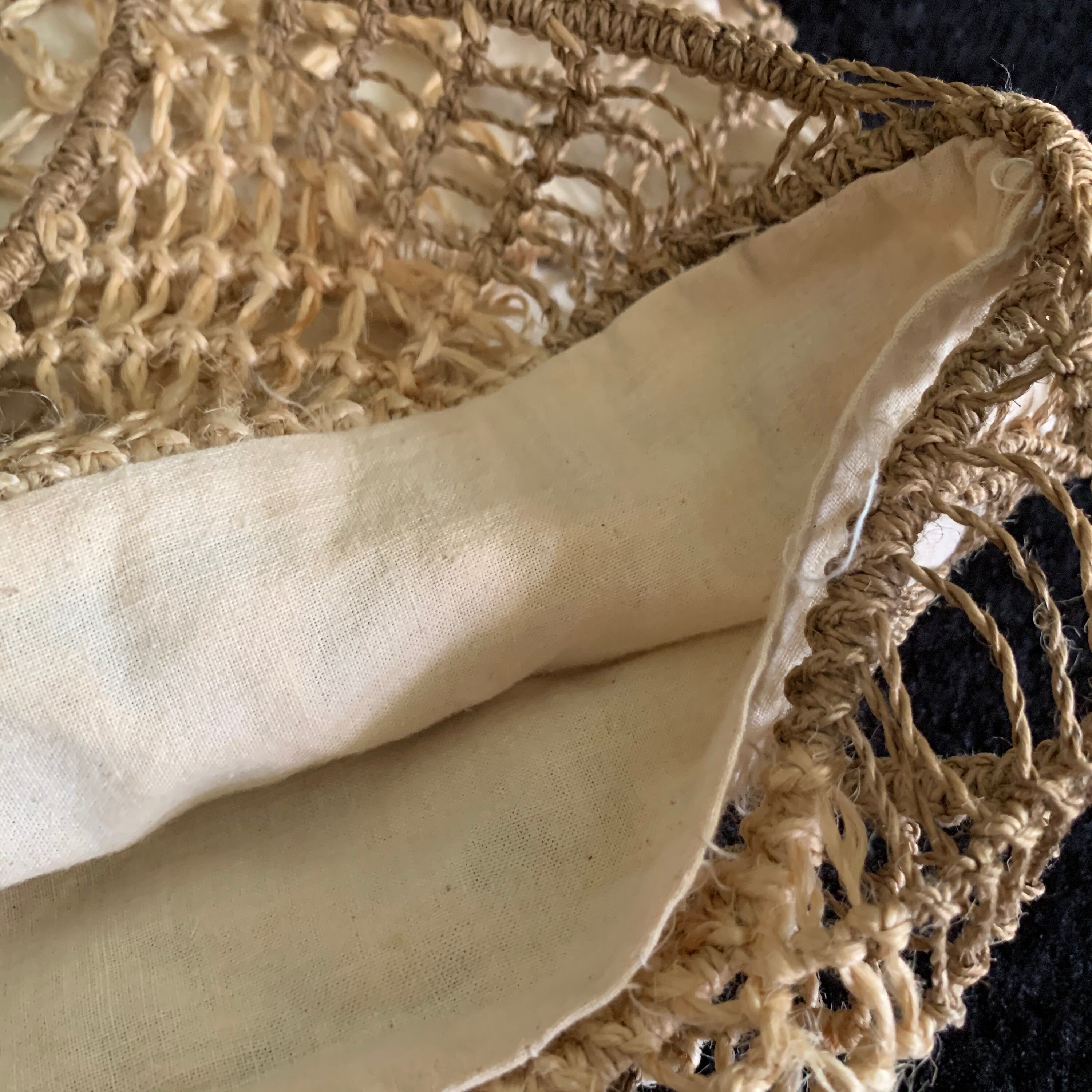 Vintage Open Weave Jute/macrame Lined Tote Bag - Etsy