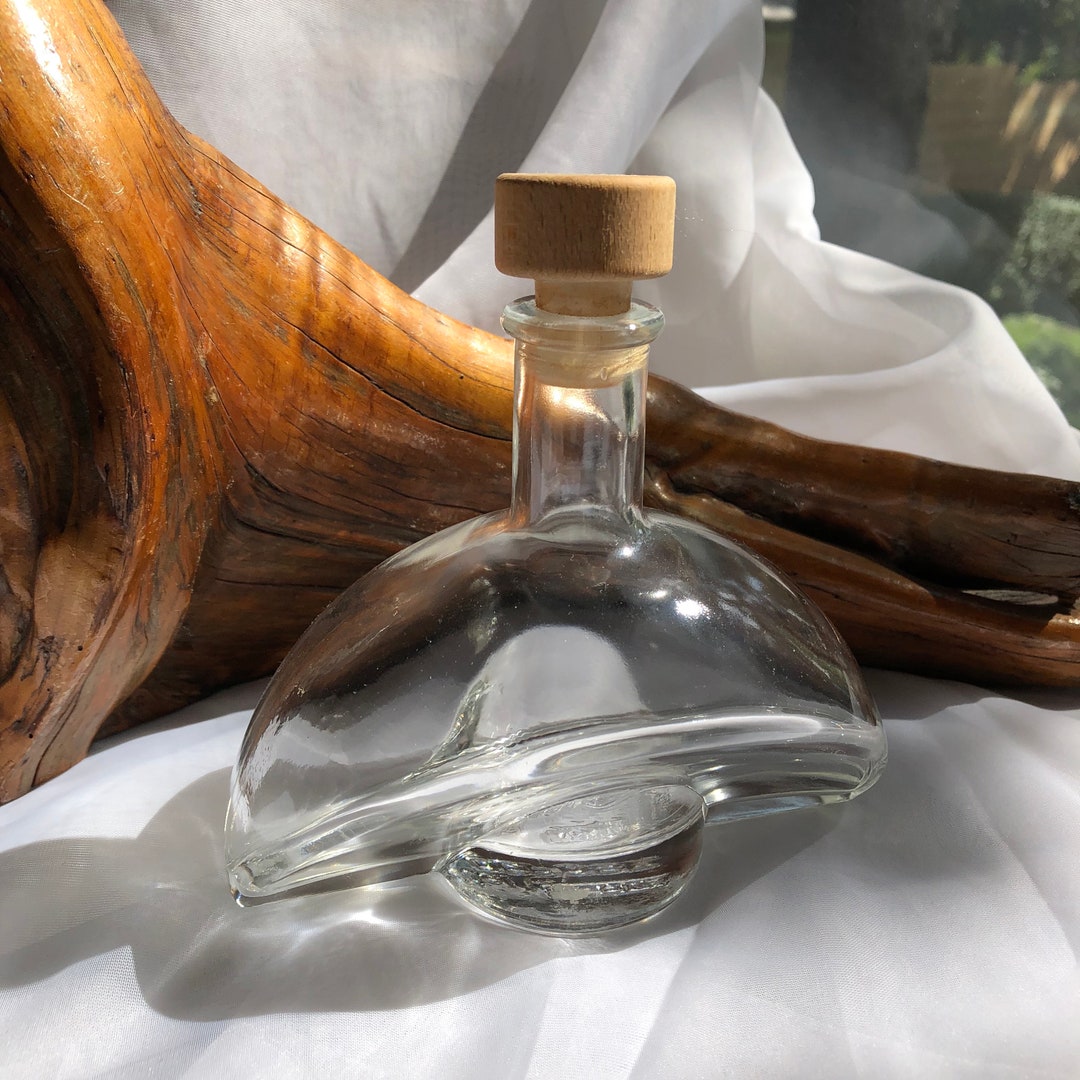 Vintage Clear Glass Depose Kefla Bottle With Wooden Stopper -germany - Etsy