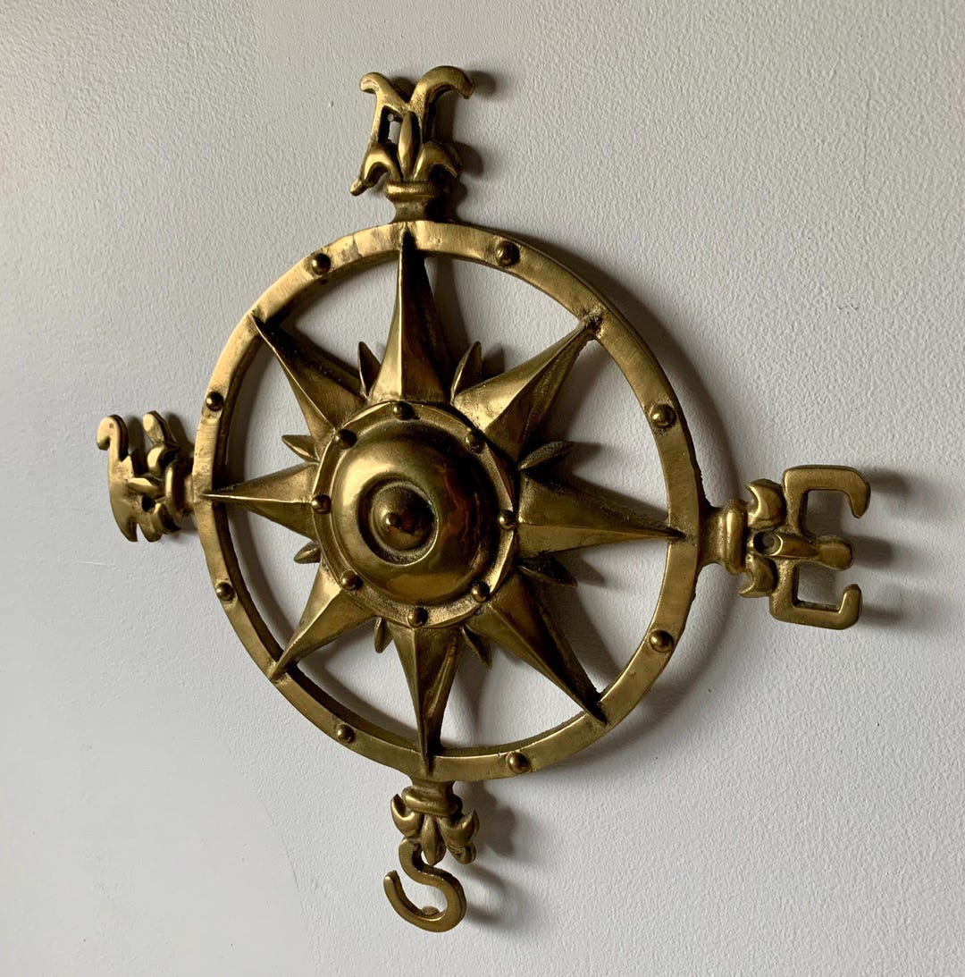 Vintage Brass Compass Rose Wall Hanging/plaque - Etsy