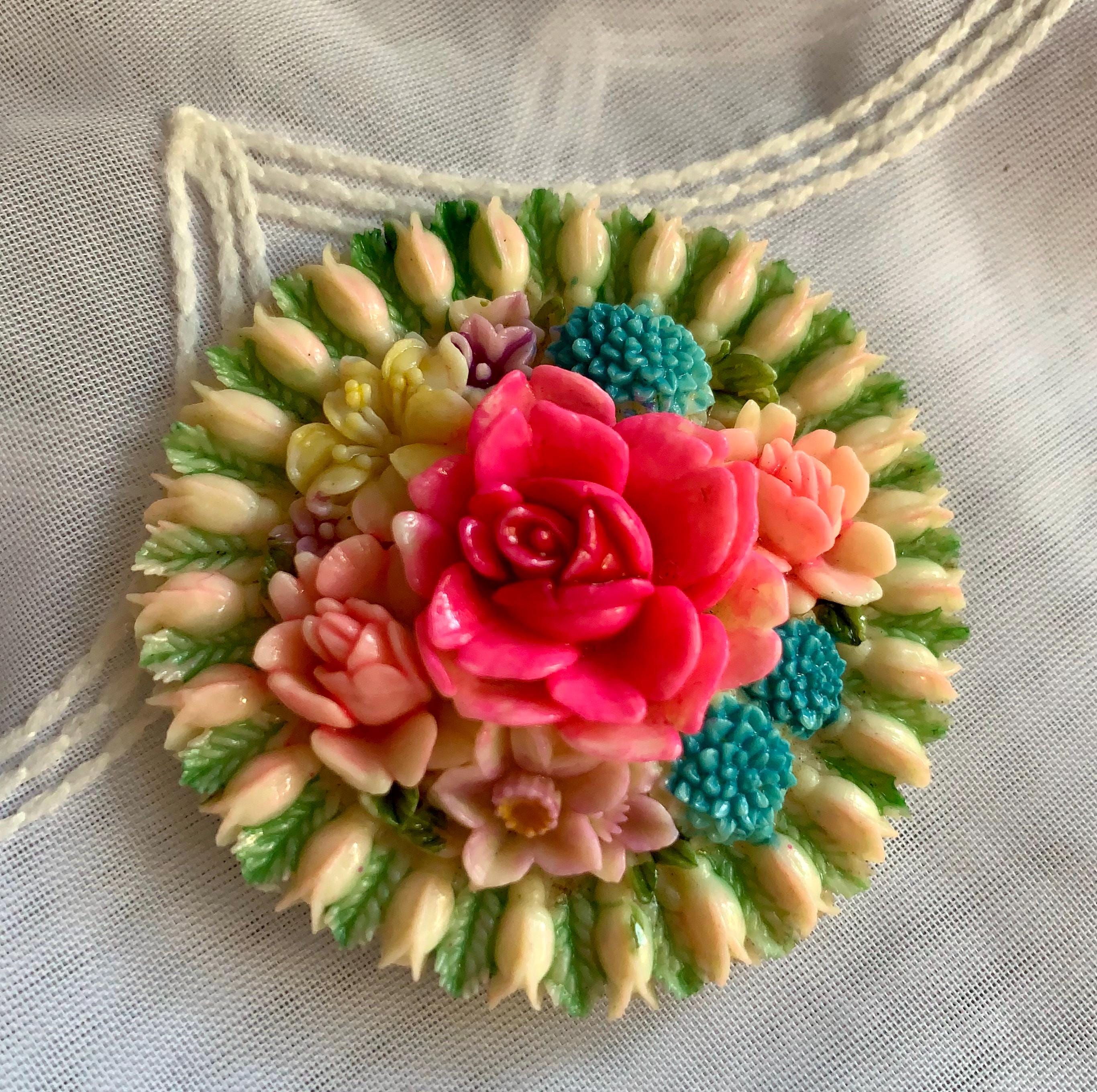 Vintage/antique Japanese Celluloid Flower Brooch/pin - Etsy