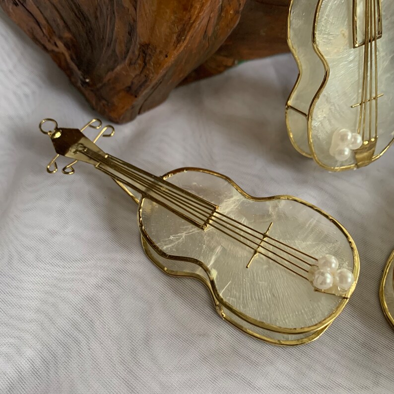 Vintage Capiz Shell Musical Instrument Ornaments Made in the - Etsy