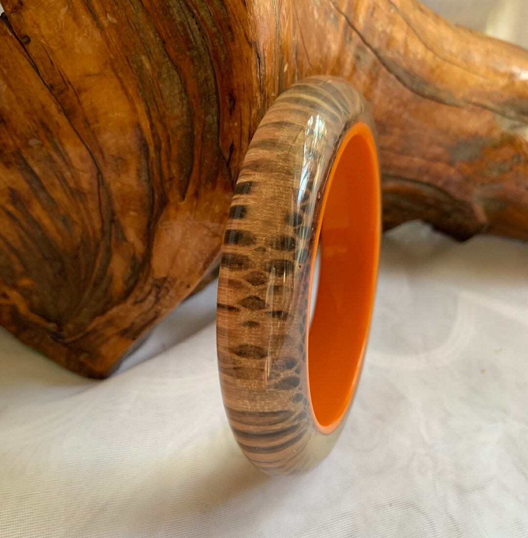 Vintage Clear Lucite Snakeskin Bangle Bracelet - Etsy