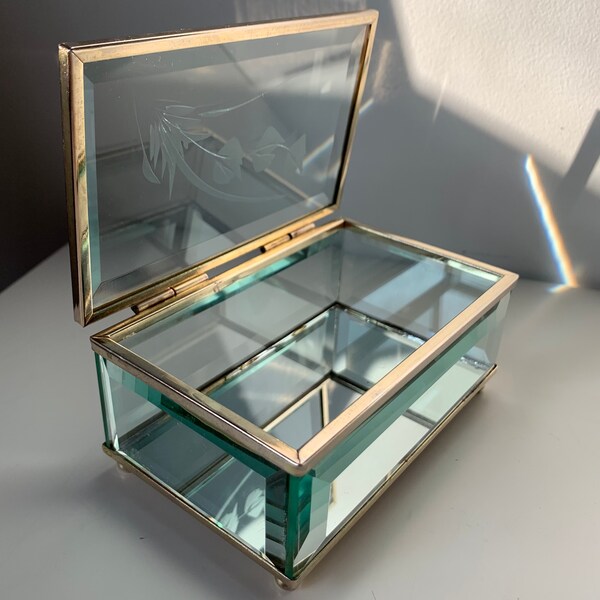 Vintage Glass Display Hinged Box - Etsy