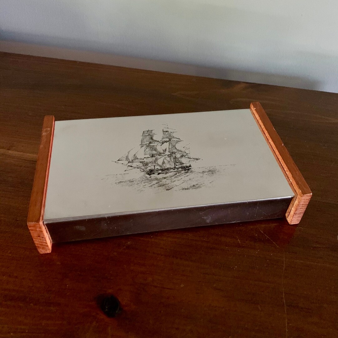 Vintage Mcm Chrome and Wood Valet/trinket/dresser/jewelry Box With Tall ...