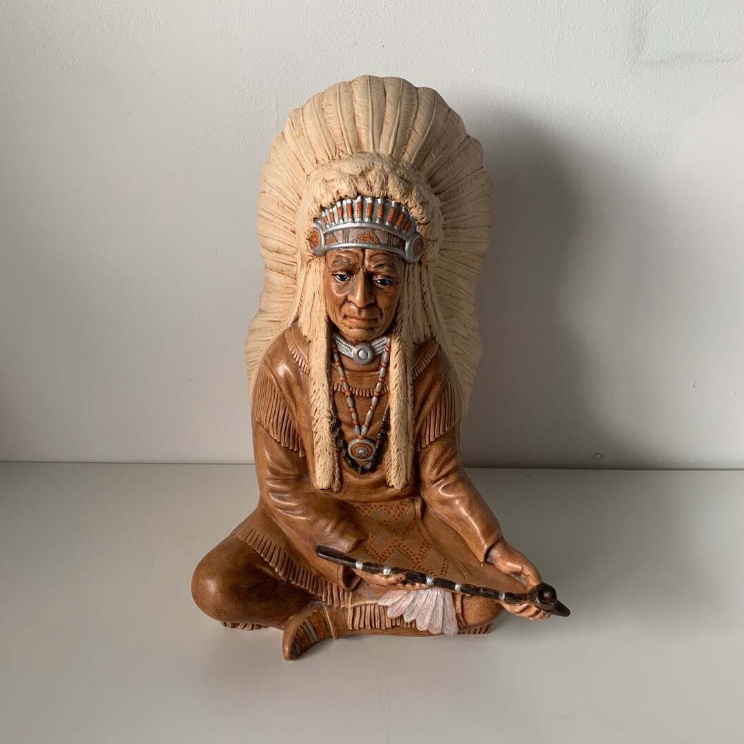 Vintage 1974 Byron Molds Ceramic Native Indian Chief Statue/figurine - Etsy