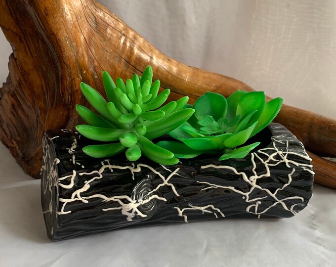Vintage Mcm Ceramic Log Planter - Etsy