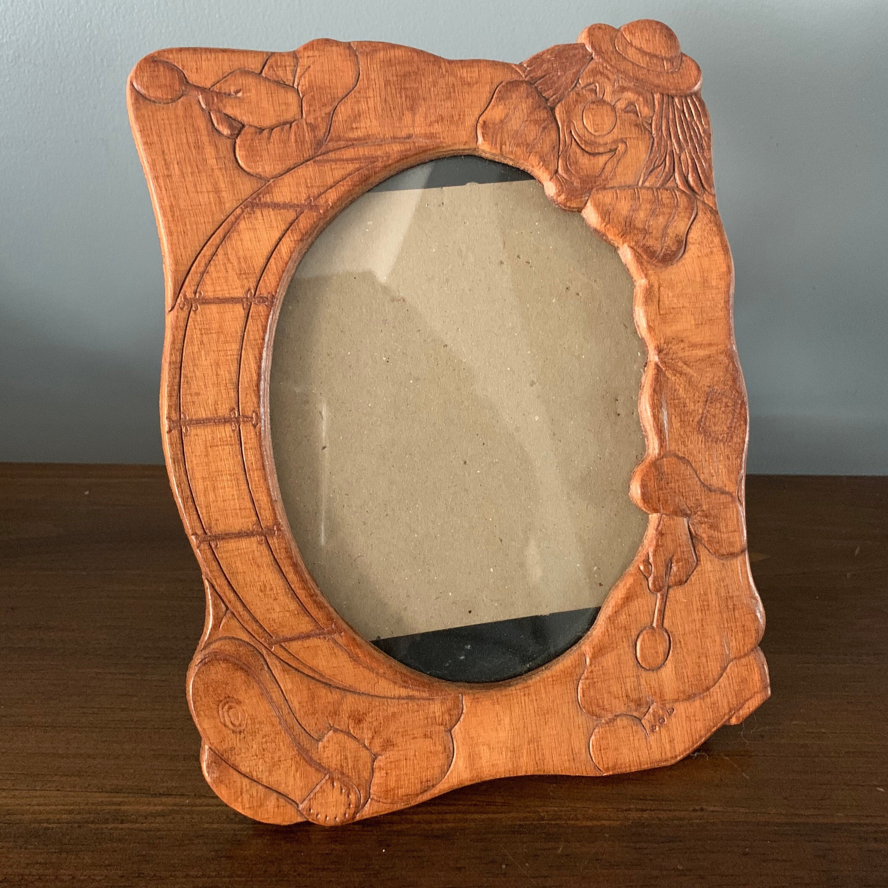 Vintage Hand Carved Wooden Clown Photo Frame Made in Canada | Etsy