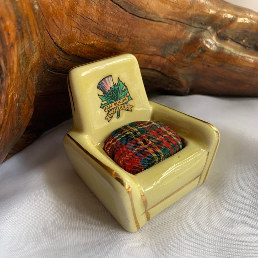 Vintage Miniature Ceramic Chair Pin Cushion - Souvenir of Scotland - Etsy