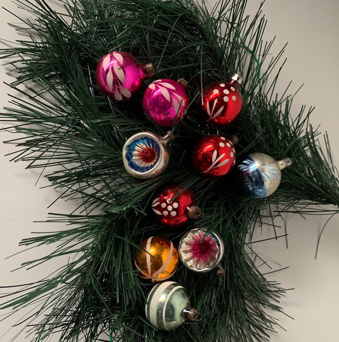 Vintage Assorted Small Mercury Glass Tree Baubles/ornaments Made in ...