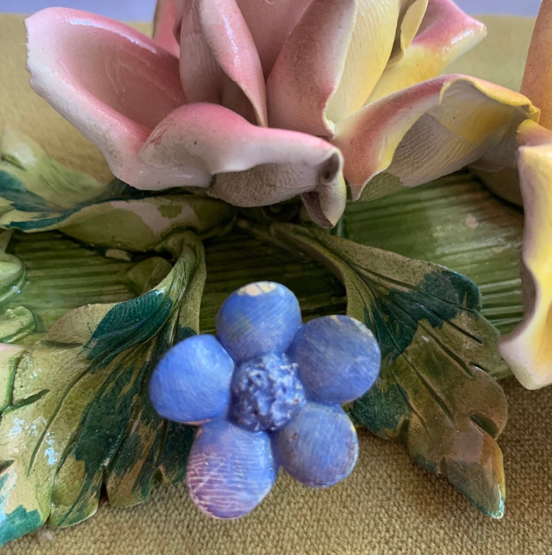 Vintage Capodimonte 3D Floral Porcelain Velvet Wall Plaque - Etsy