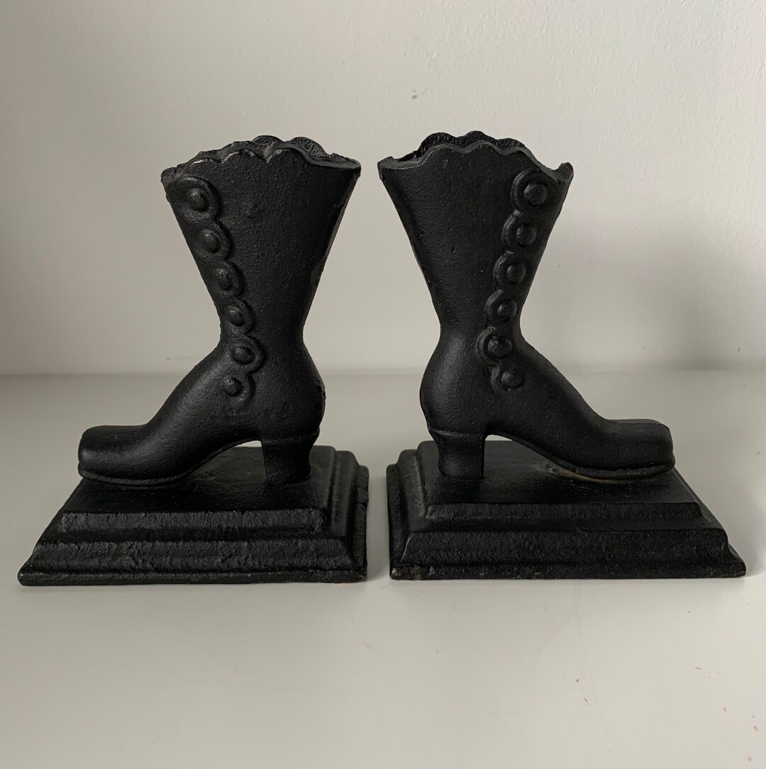 Vintage Black Cast Iron Victorian Ladies Boots Bookends - Etsy