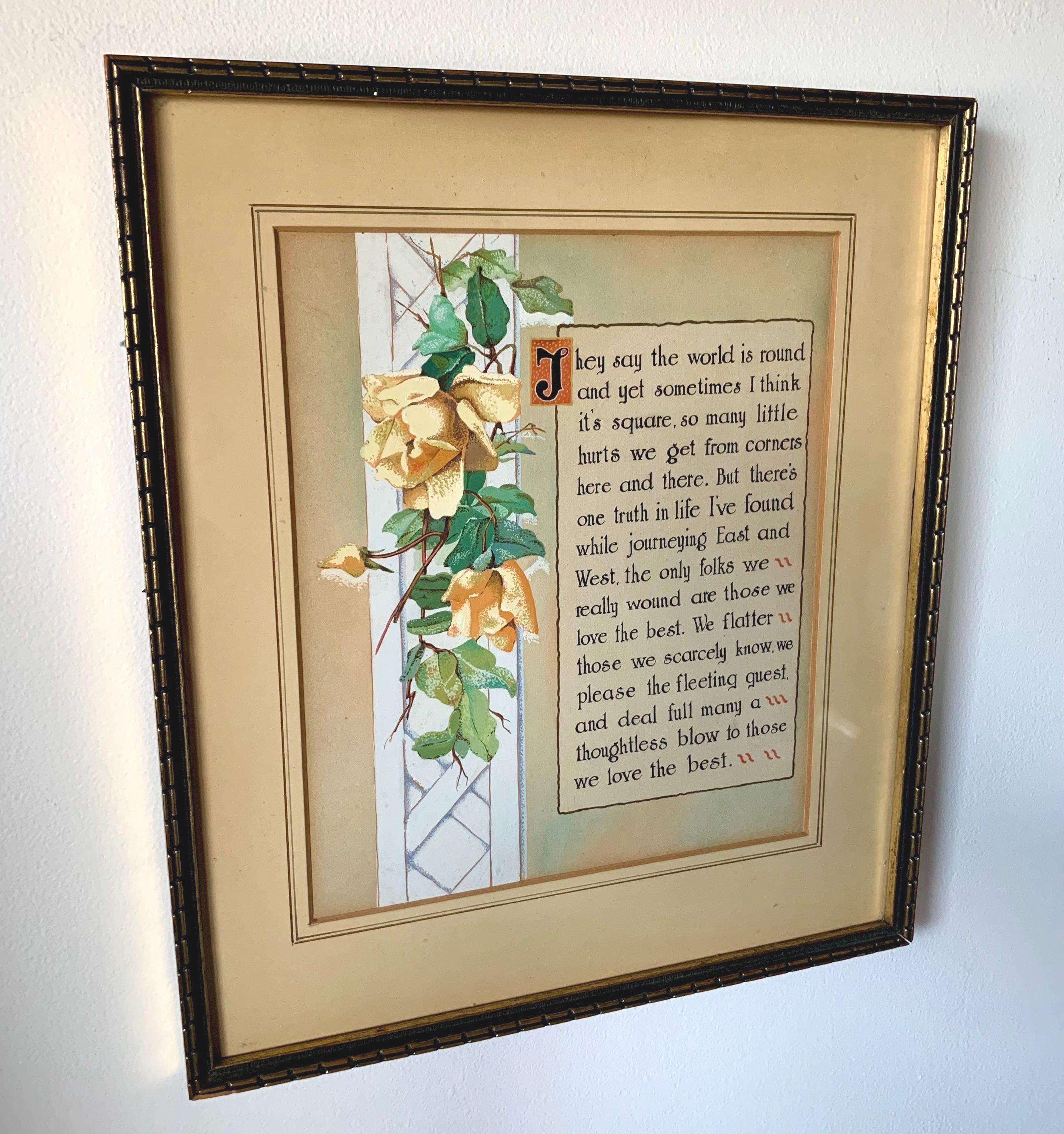 Vintage Framed Illustrated Poem - by Ella Wheeler Wilcox - Etsy