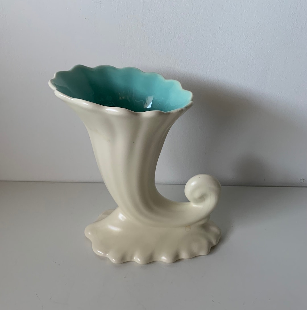 Vintage Ceramic Cornucopia Vase - Etsy