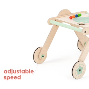 Wooden Activity Table and Baby Walker Adjustable Wheel Speed Safe Baby ...