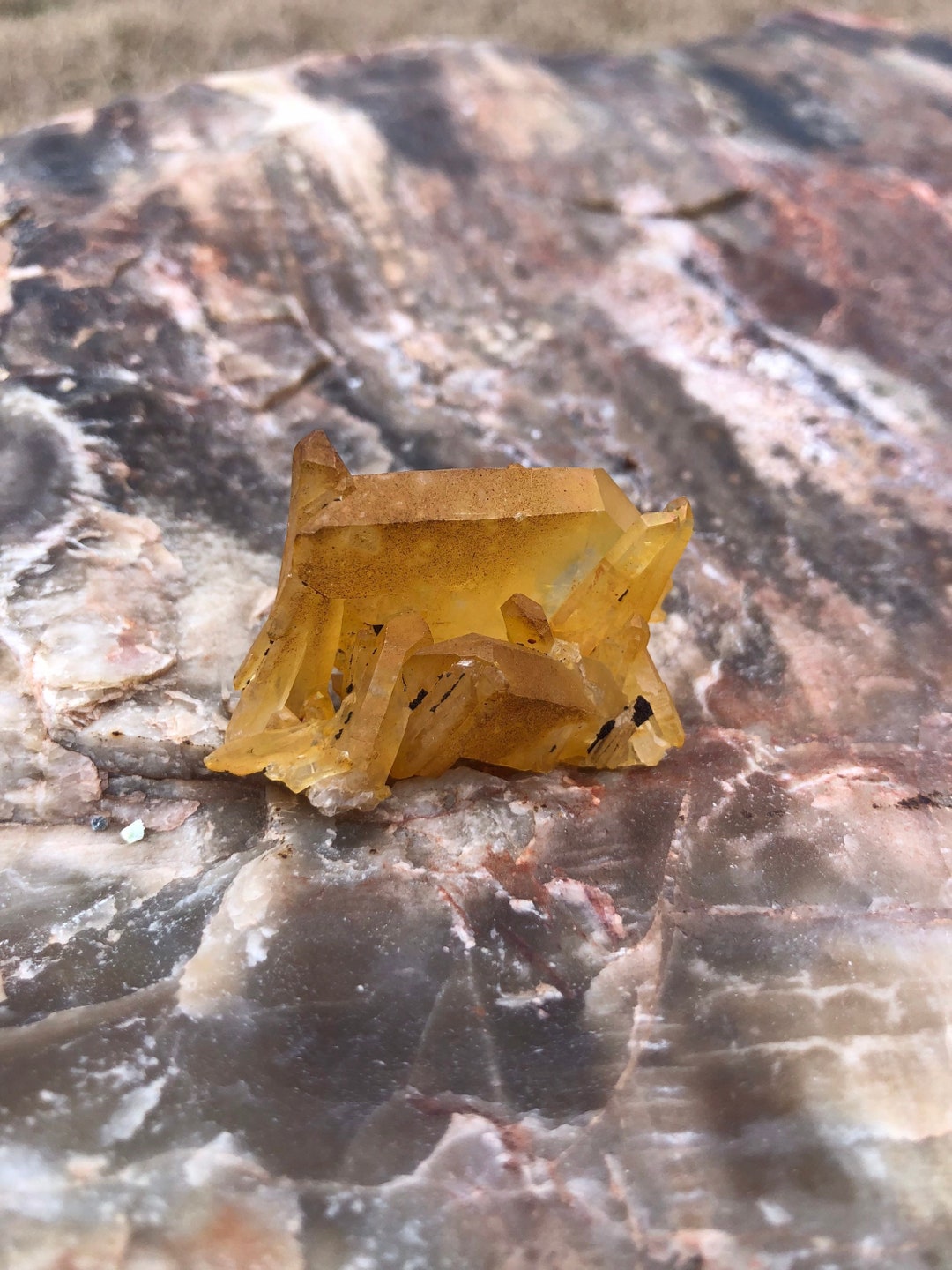 SOLARIS QUARTZ CRYSTAL Natural Earth Aura Cluster Golden Healer Crystal ...