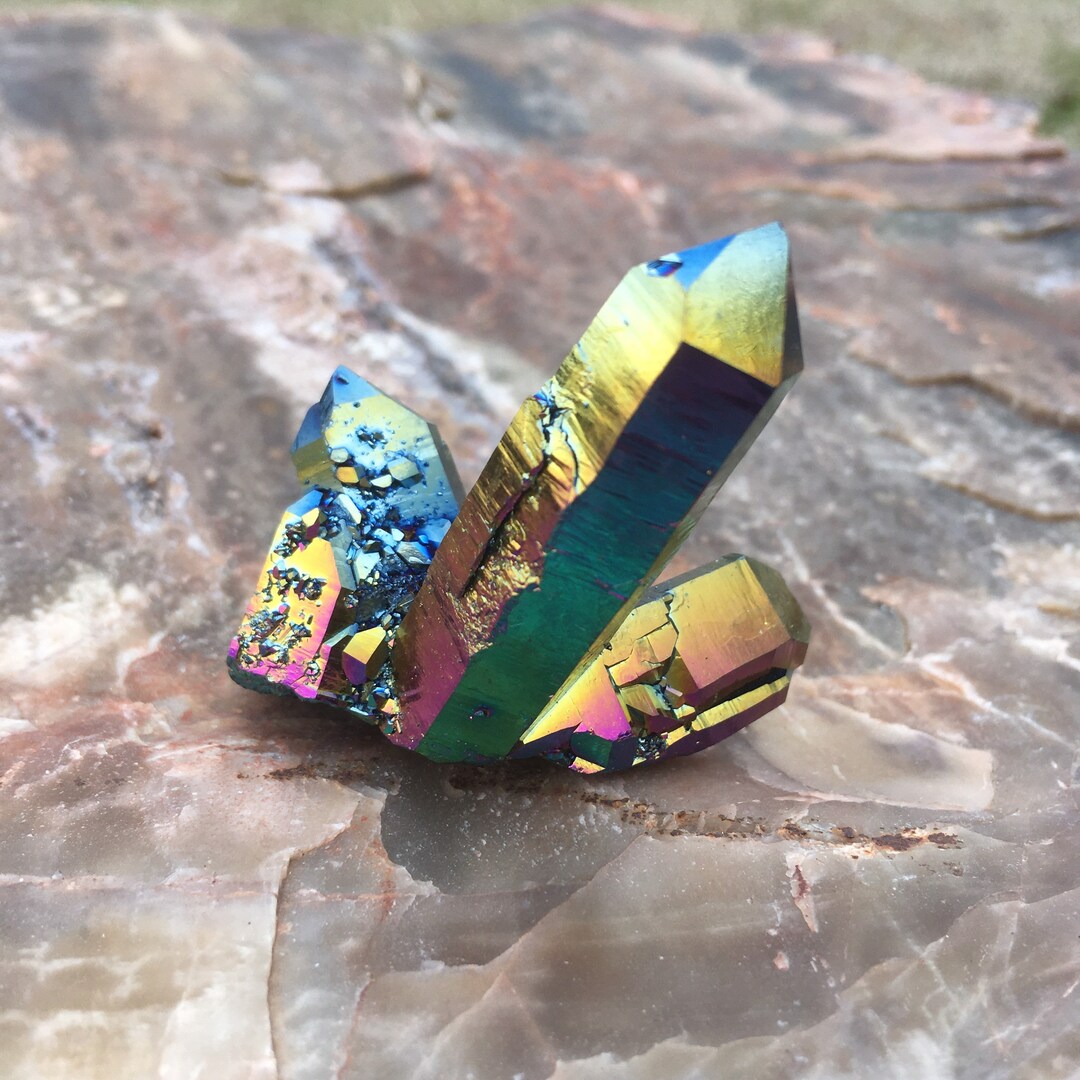 STARBURST RAINBOW AURA Quartz Crystal Cluster Healing Crystals Aurora ...