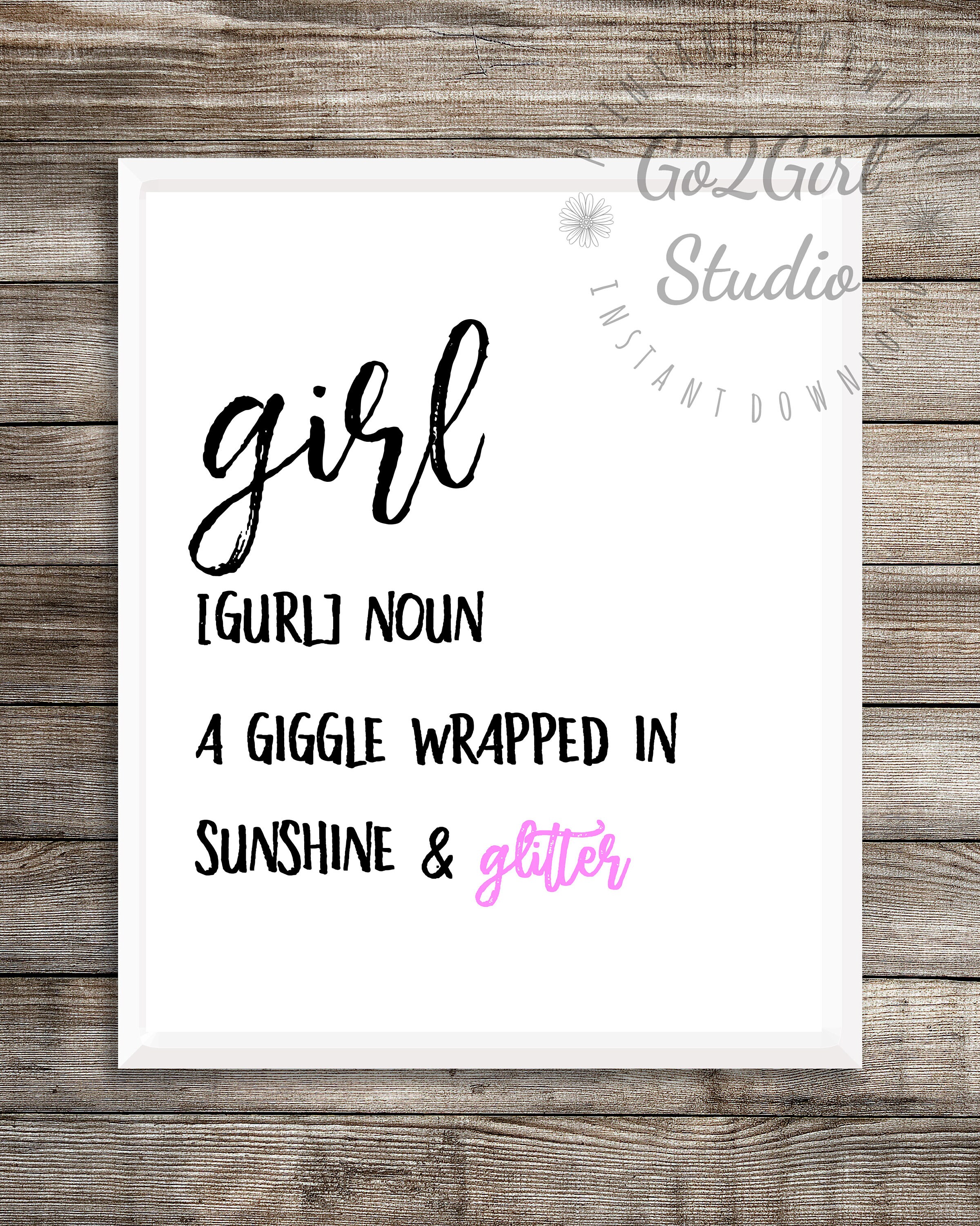 Girl Definition Printable Wall Art or Table Sign Girl Noun | Etsy