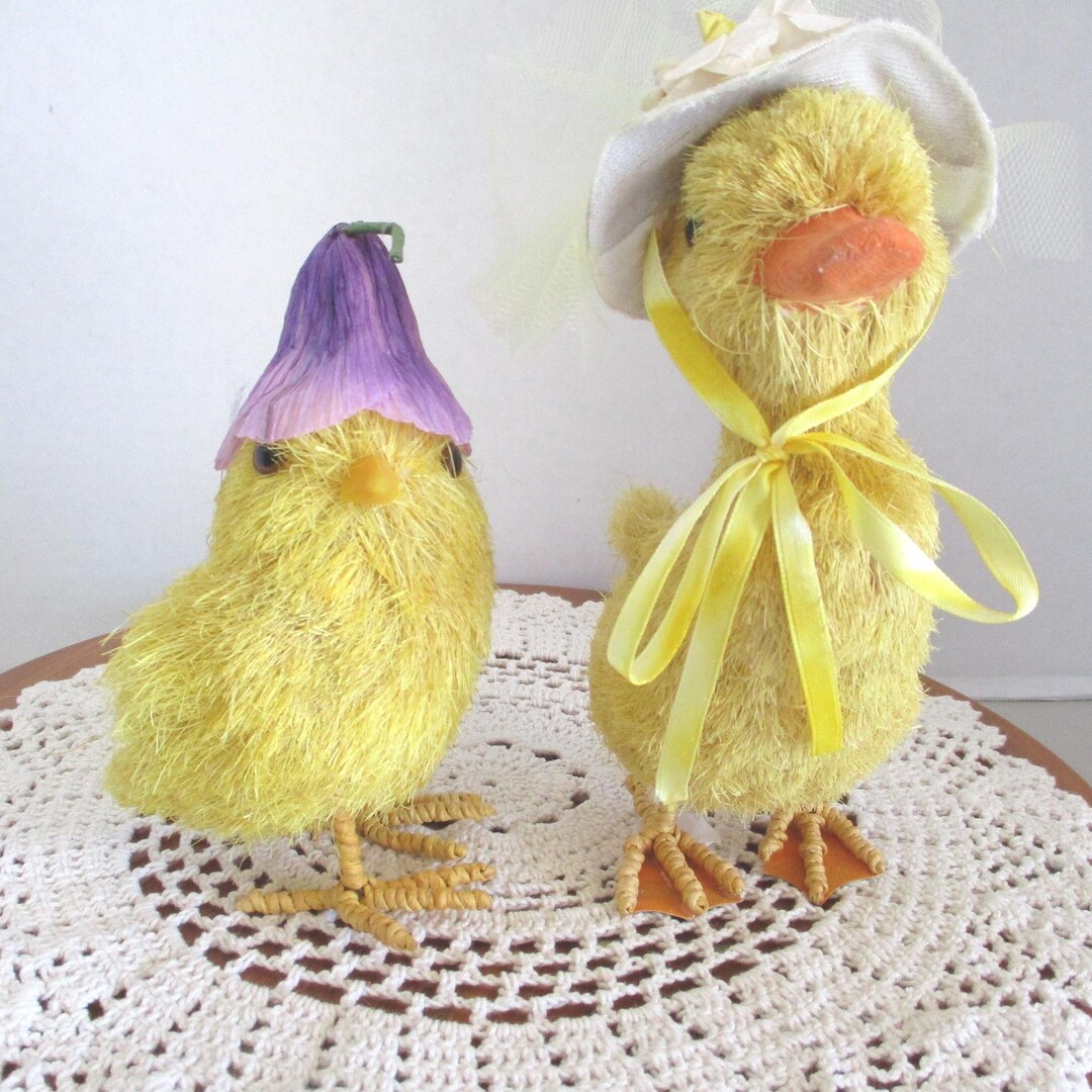 Vintage Sisal Easter Duck and Chick, Springtime Decor, Adorable ...