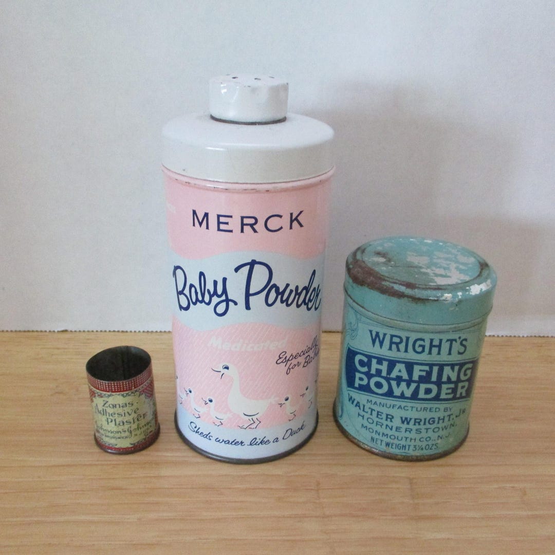 Tins Collection: Vintage Baby Powder Tins Set for Nursery Decor ...