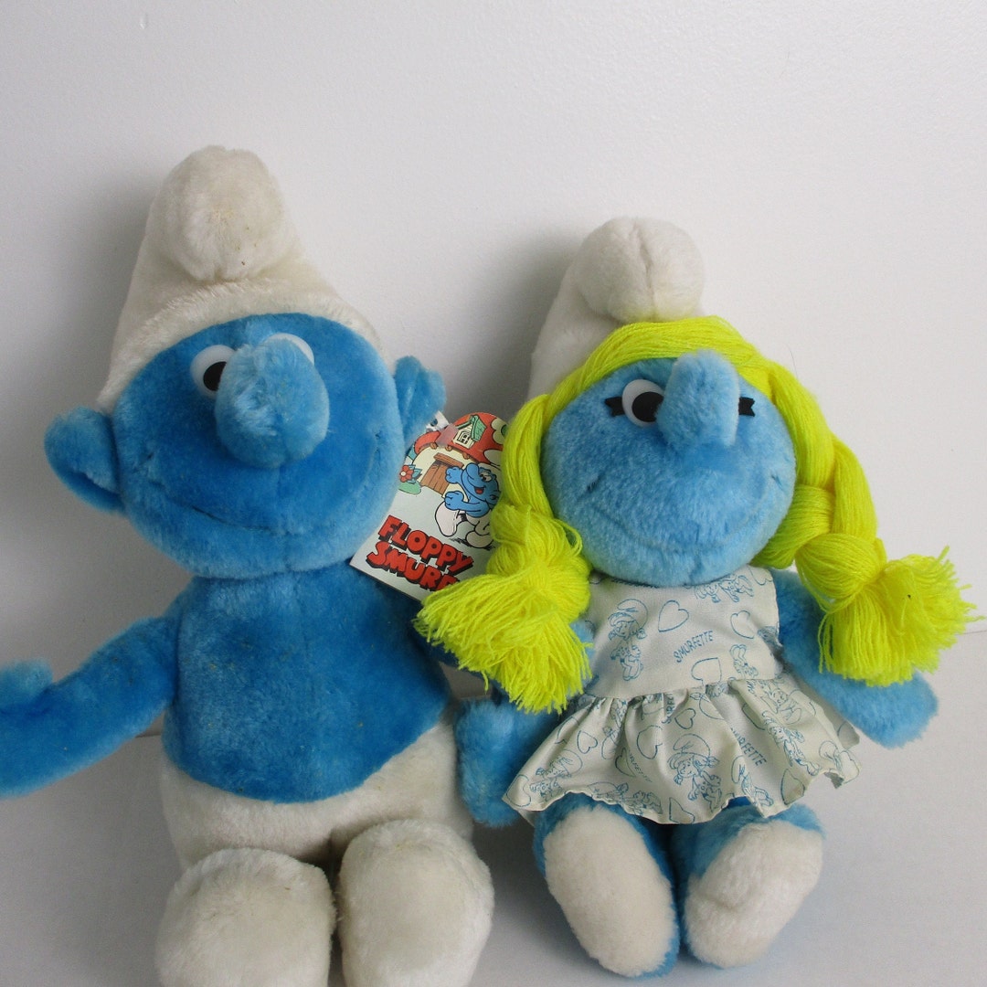 Vintage 80s Floppy Smurf and Smurfette Plush Dolls - Etsy