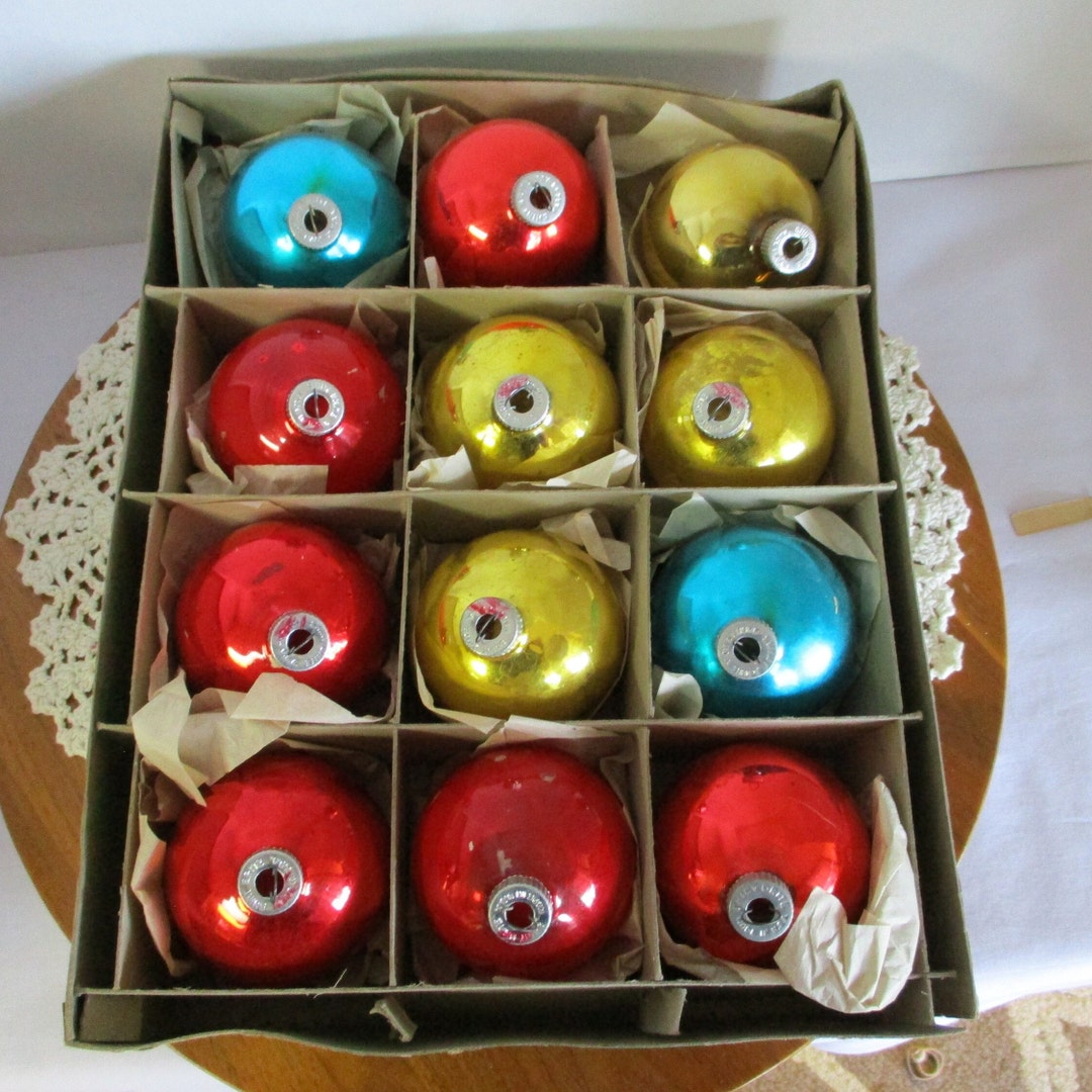 Vintage Shiny Brite Glass Ornaments Solid Colors Christmas Decoration ...