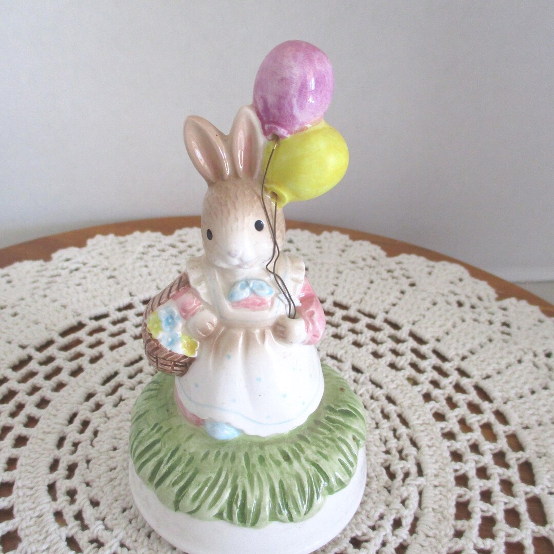 Vintage Lefton Music Box Bunny Figurine, Vintage Collectible, Easter ...
