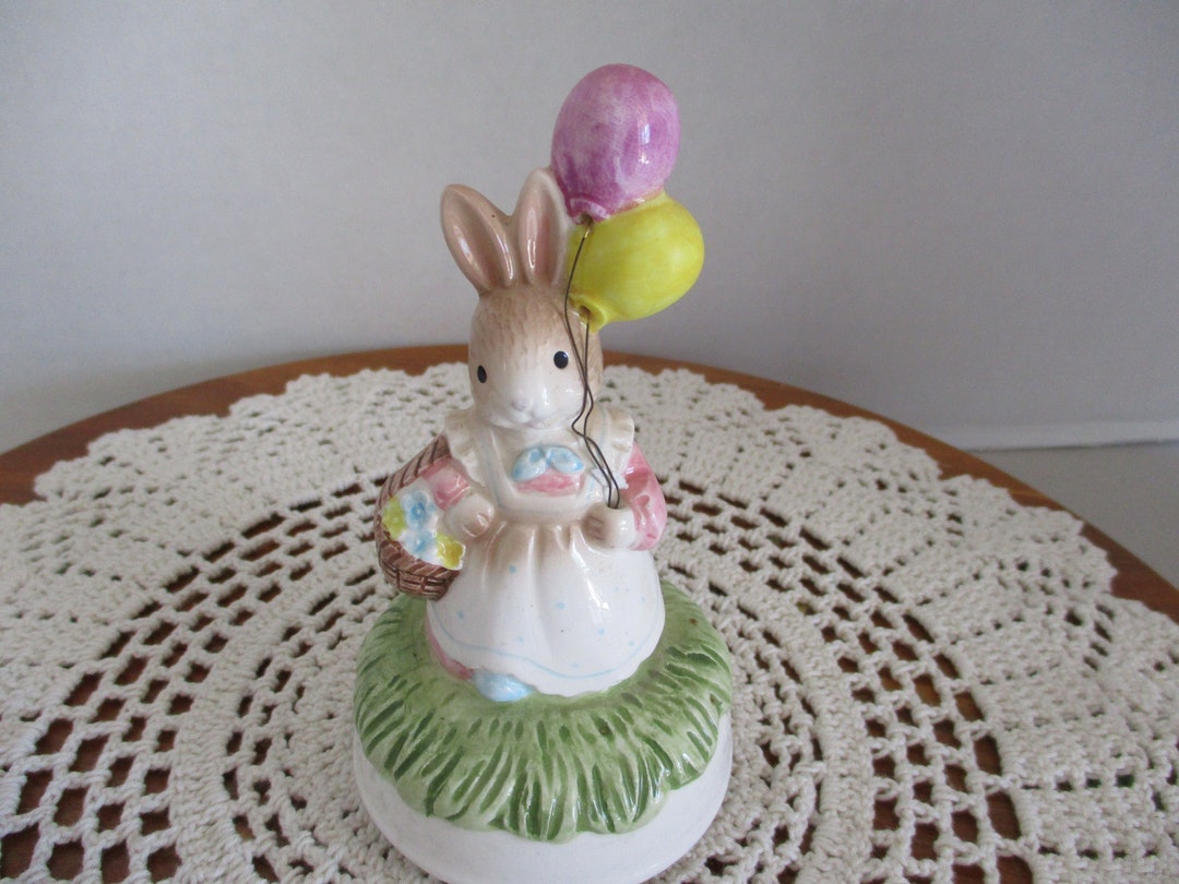 Vintage Lefton Music Box Bunny Figurine, Vintage Collectible, Easter ...