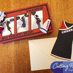 Cheerleading Uniform Card & 3D Cheer Gift Box SVG DXF - DIY Coach Favor ...