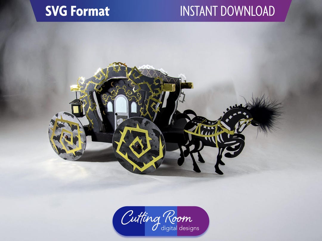 3D Haunted Carriage SVG Template - Spooky Paper Halloween Decoration ...
