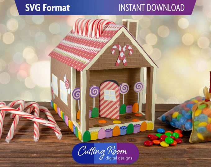 Gingerbread House SVG and PDF Cutting Files, Paper Cookie Box for ...