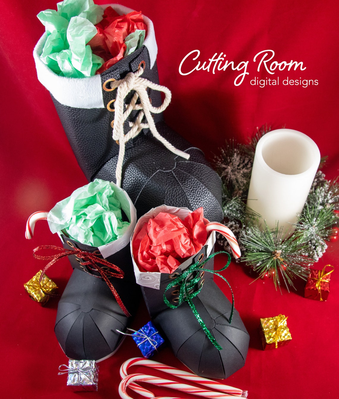 Santa's Boot Gift Box and Christmas Decoration Digital | Etsy