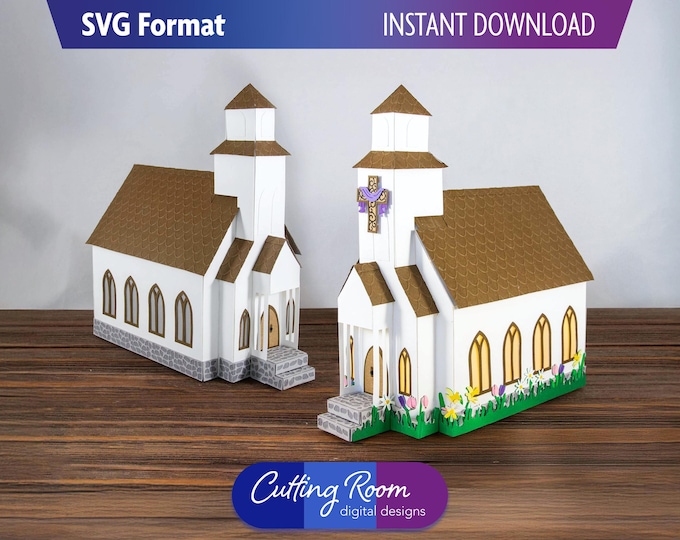 Printable Origami Paper Church, Paper Church Kit,folded Paper House, X ...