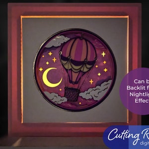 3D Hot Air Balloon Shadow Box Layered SVG DXF PDF Digital Download for ...