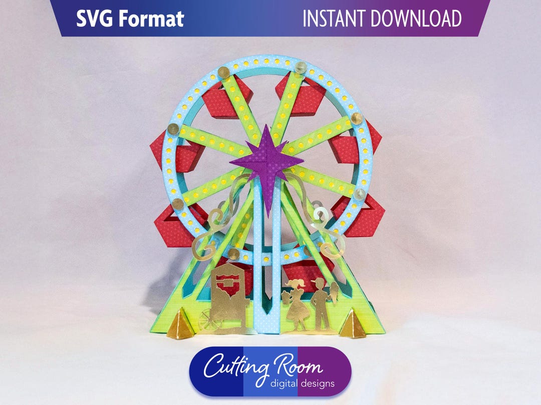 3D Ferris Wheel SVG Paper Craft Template - Table Centerpiece - Circus ...