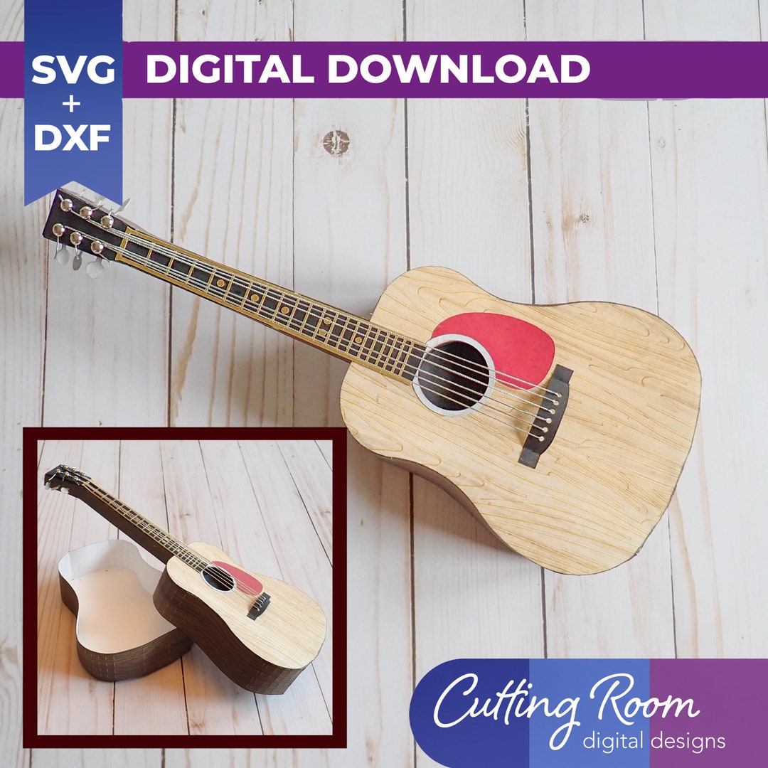 Unique Acoustic Guitar Shape Gift Box or Gift Card Holder - Digital ...