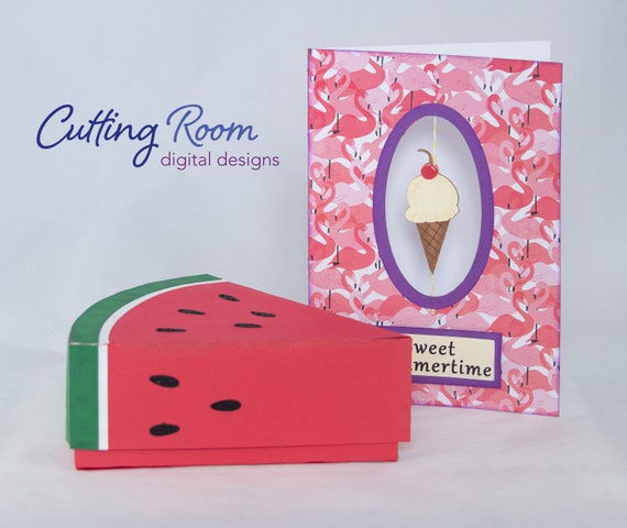 Watermelon Gift Box and Ice Cream Spinner Card Digital | Etsy