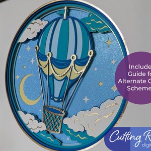 3D Hot Air Balloon Shadow Box Layered SVG DXF PDF Digital Download for ...