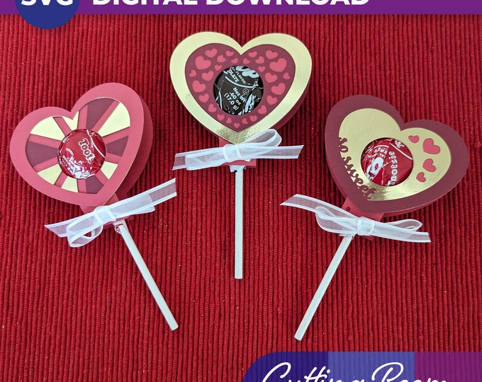 Printable & Cut File: Valentine's Day Heart Lollipop Holder (cricut ...