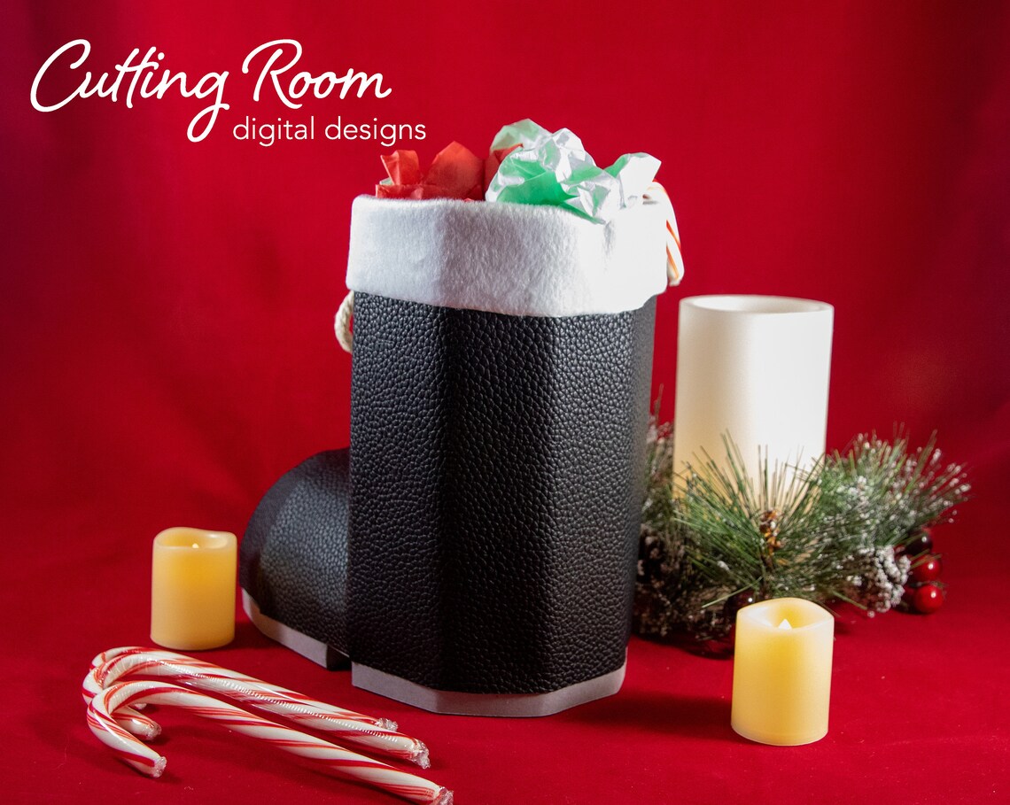 Santa's Boot Gift Box and Christmas Decoration Digital | Etsy