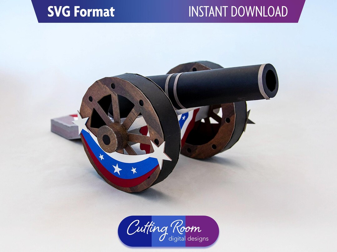 3D Revolutionary War SVG Paper Craft Siege Cannon - Pirate Party ...