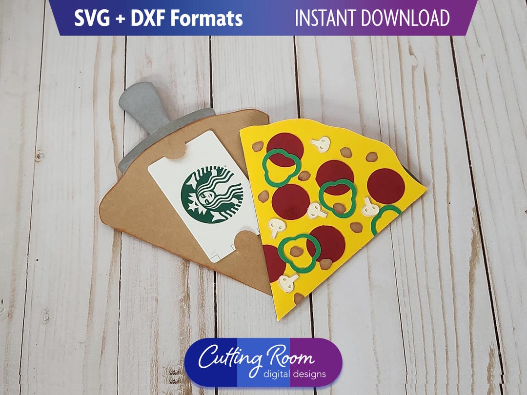 Pizza Slice Gift Card Holder SVG & DXF - Layered Cut File for Date ...