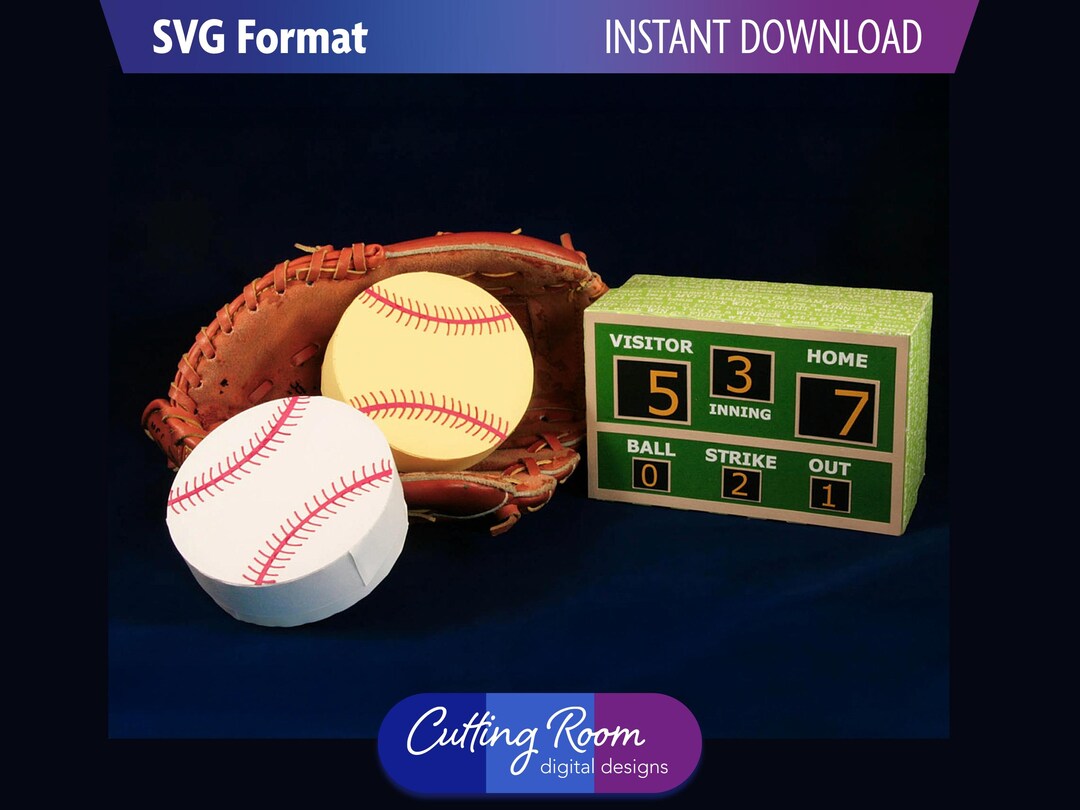 Baseball & Scoreboard 3D Gift Card Holder SVG Bundle - Custom Softball ...